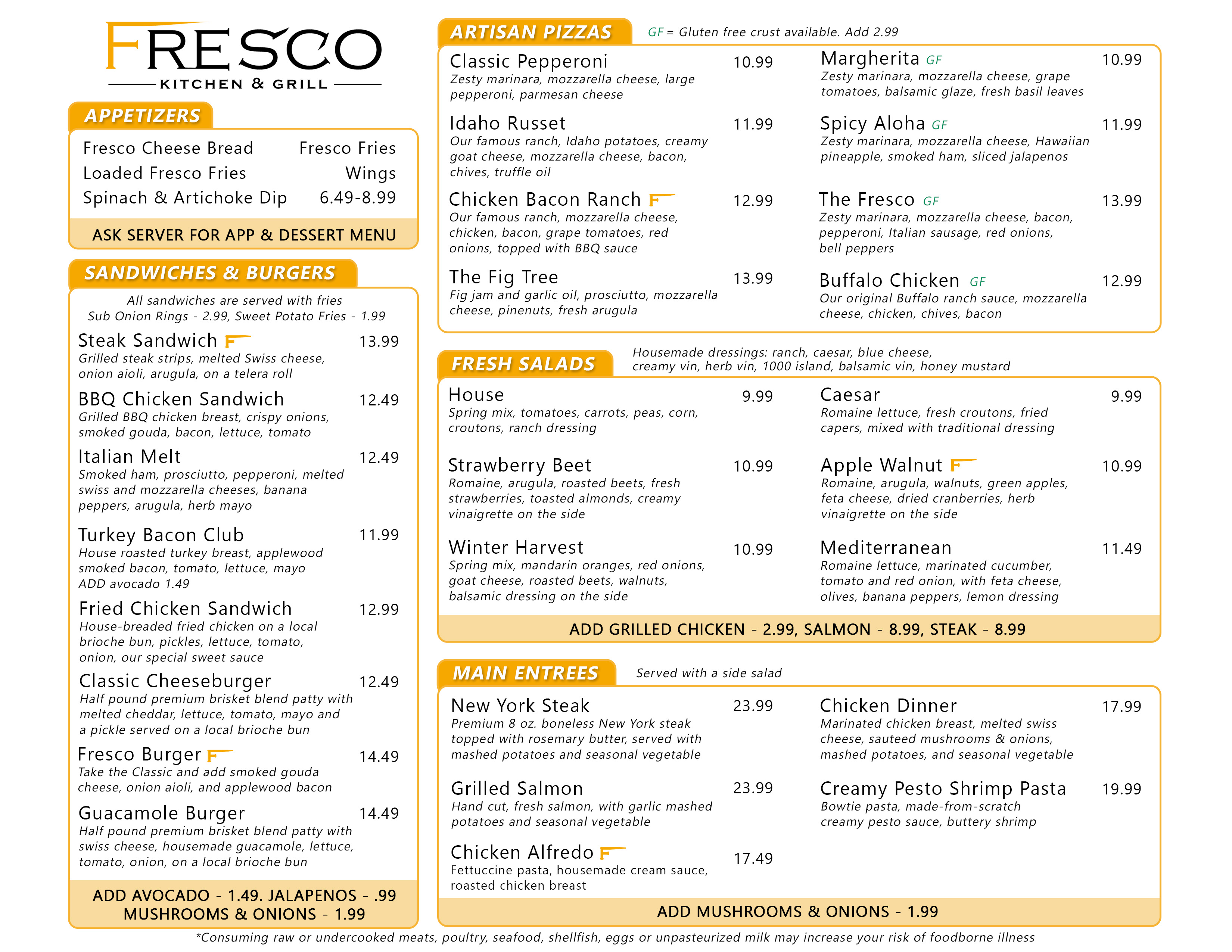 Fresco Kitchen Grill Menu – Fresco Kitchen & Grill